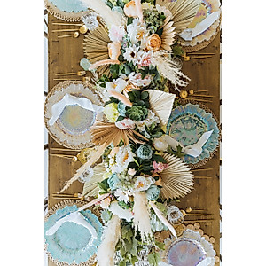 Simply Elegant Faux Wood Plastic Charger Plate | Service Plate for Parties, Dinner, Weddings, Quinceaneras and Events | 13 inch Diameter | Natural Finish | Set of 6