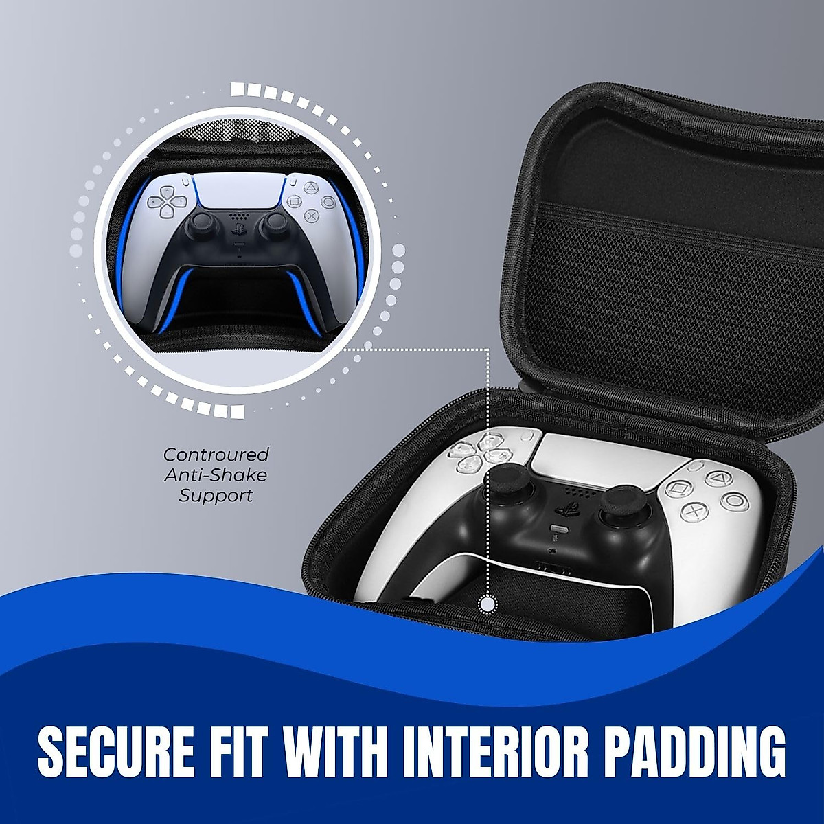 TNP Carrying Travel Storage Case for PS5 Controller, PS4 Controller, Xbox series X / S / Xbox One Controller, Nintendo Switch Pro Controller Holder Hard Shell Protective Cover EVA Accessories Pocket