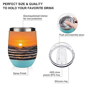 OPTKSNCU 304 Stainless Steel Insulated Cup with Lid, Cloudy Sky Print Durable, And Easy to Clean – Ideal for Home, Office, And Gift Giving
