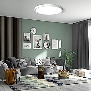 Roomratv Ceiling Light Fixture Flush Mount, Daylight White 15.8 inch Slim Flat Modern Surface Mount Ceiling Lighting LED Round Modern Ceiling Lamp 36W 5000K