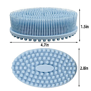 Exfoliating Silicone Body Scrubber Silicone Bath Brush Silicone Shower Loofah for Gentle Massage Skin Long Lasting Lathers Well Easy to Clean More Hygienic Than Traditional Loofah Body Brush (Blue)
