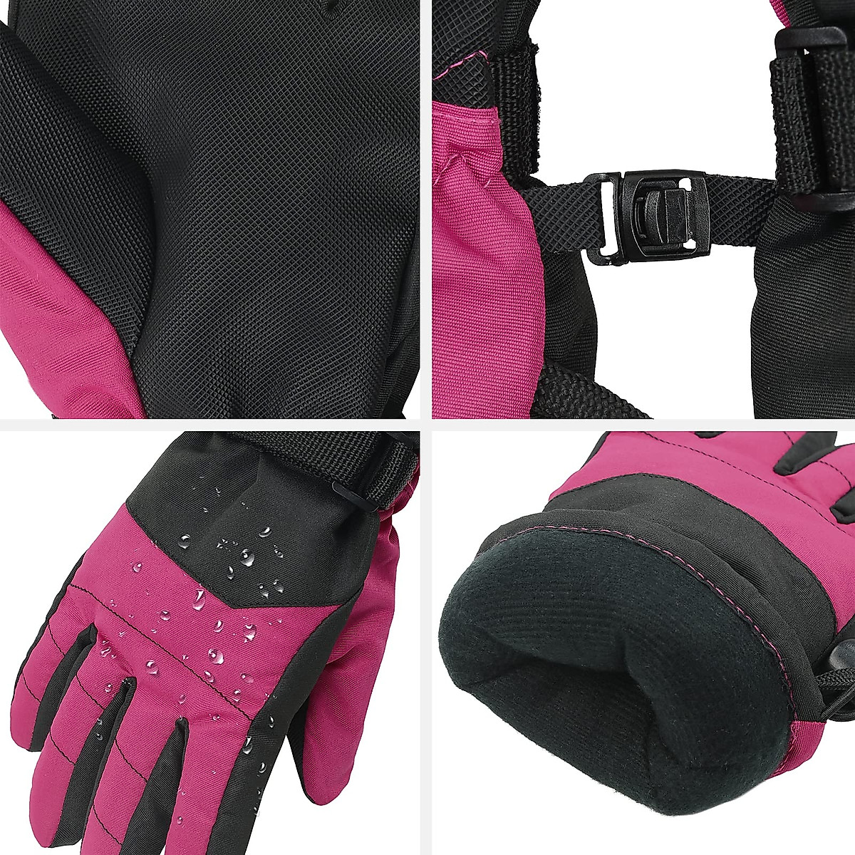 Boys Winter Snow Ski Gloves Kids Gloves Waterproof Windproof Teen Girls Gloves with Warm Fleece Liner 05 Black Large