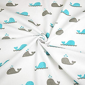 American Baby Company 100% Cotton Thermal Waffle Swaddle Blanket, Soft, Breathable & Stretchy, Aqua Whale, 30" x 40" for Boys and Girls, Perfect for Swaddling, Travel and Gifting