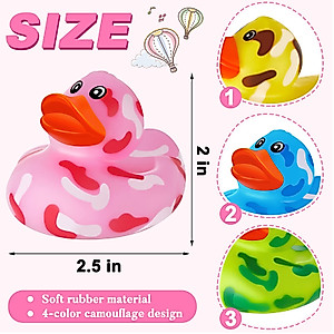 2.5 Inch Camouflage Rubber Duckies for Car Duck Rubber Ducks Car Ducking Camo Duck for Kids Baby Shower, Pool Activity (16 Pack)