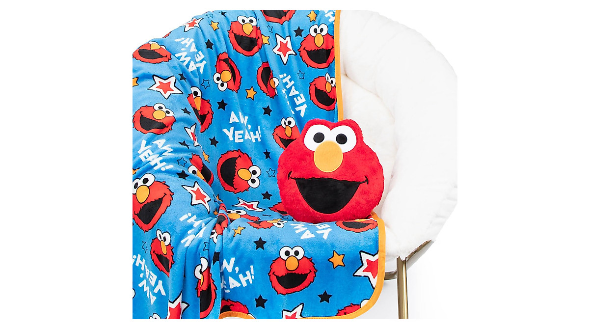 Sesame Street Elmo Plush Pillow & Blanket Set - Soft Kids Cozy Gift