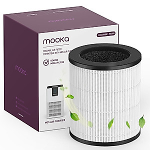 MOOKA M05 Air Purifier Filter, 3-in-1 True HEPA Filter, High-Efficiency Activated Carbon Air Filter for Smoke, Odor, Dander, Pollen