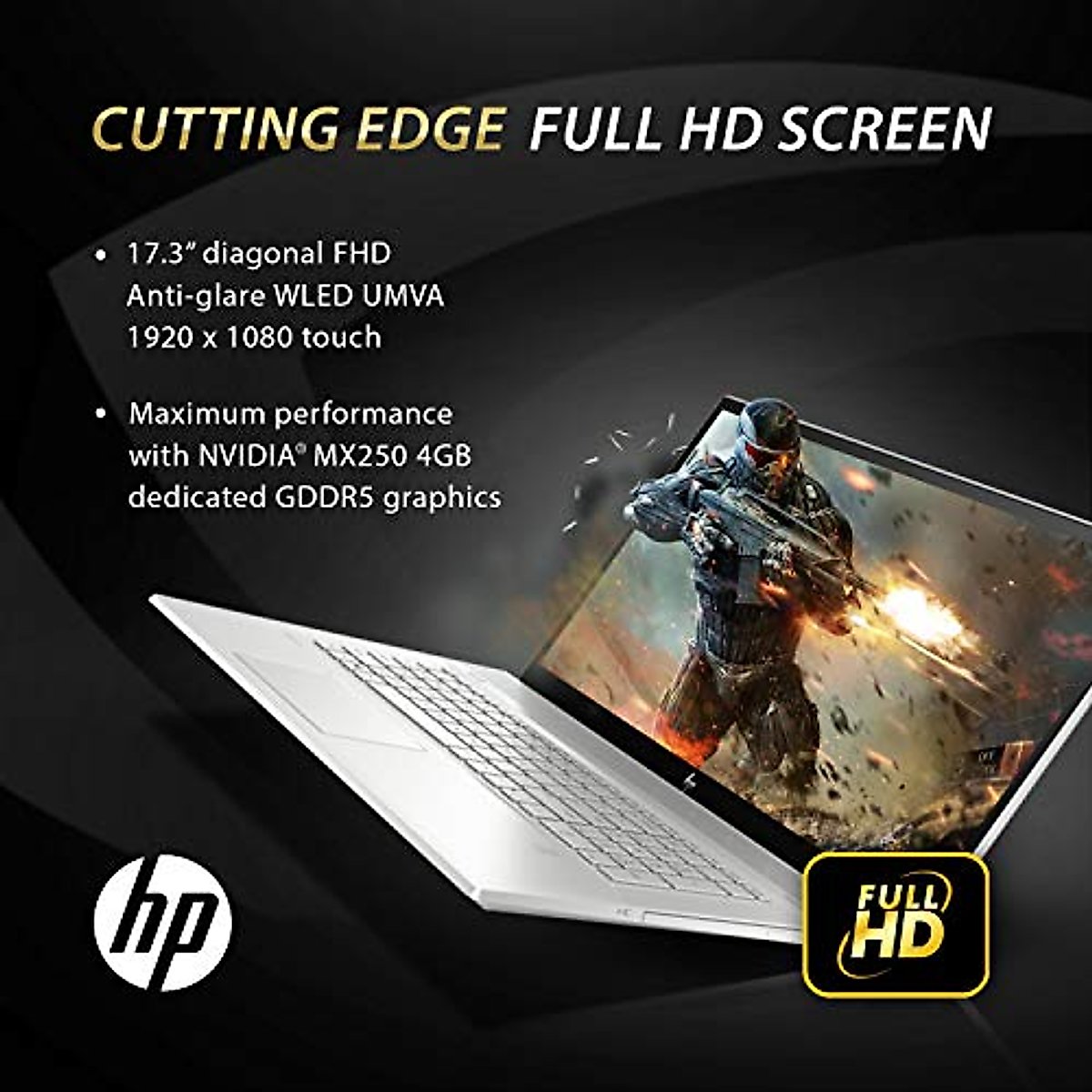 HP Envy 17T Touch 2019 Model, Intel Core i7-8565U Quad Core, 512GB SSD, 16GB RAM, Win 10 Pro Installed,17.3 FHD WLED Touch, Nvidia 4GB DDR5 MX250, (512GB SSD + 32GB Optane), 3 Yrs McAfee is
