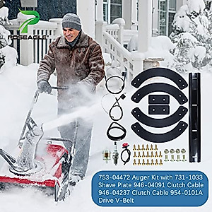 POSEAGLE 753-04472 Auger Kit with 731-1033 Shave Plate 946-04091 Clutch Cable 946-04237 Clutch Cable 954-0101A Drive V-Belt F6RTC Spark Plug