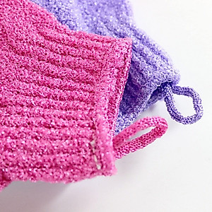 Exfoliating Shower Bath Gloves【4 Pair】Double Side Durable Nylon Shower Gloves Body Scrub Exfoliator & Bathing Accessories for Men,Women & Kids Bath Scrubber for Acne & Dead Cell