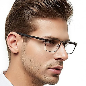 OCCI CHIARI Mens Rectangle Full-Rim Metal Black Non-prescription Clear Optical Glasses 54mm (A -Brown)