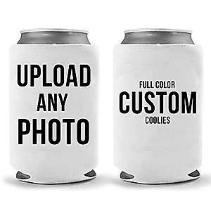Cool Coast Products | Personalized Custom Can Cooler | Upload ANY Photo Full Color | Funny Novelty Can Coolie Huggie | Beverage Holder | Craft Beer Engagement Wedding Gifts | Insulated (2 Pack)