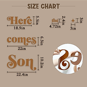 Here Comes The Son Wall Sticker - Gold Brown Baby Shower Party Decorations,Welcome Little Man Decors, Gender Reveal Party, 1st Birthday Party Supplies,Here Comes The Sun Baby Shower
