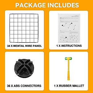 HUBSON Wire Cube Storage Organizer, Book/Toy/Craft/Potted Plants and petCloset Organizers and Storage Shelves, 9-Cube Freely Combinable Metal Grids Storage Shelf,Black Iron