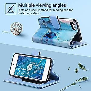 ULAK iPod Touch 7 Wallet Case, iPod Touch 6 Case with Card Holder, Premium PU Leather Magnetic Closure Protective Folio Cover for iPod Touch 7th/6th/5th Generation (Marble)