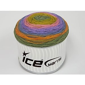 Lot of 2 x 150gr Skeins Ice Yarns Cakes DK Yarn Green Shades Gold Pink Lilac Blue