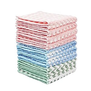 Skycase Kitchen Dish Cloths, 10 Pack Ultra Soft Microfiber Absorbent Dish Towels Quick Drying Dishcloth Cleaning Cloth for Use in Kitchens, Bathroom, Restaurants and More (10x10 inch)