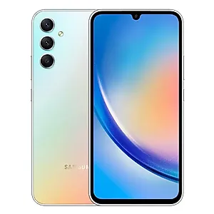 SAMSUNG Galaxy A34 5G + 4G LTE (128GB + 6GB) Unlocked Worldwide (Only T-Mobile/Mint/Metro USA Market) 6.6" 120Hz 48MP Triple Camera + (25W Wall Charger) (Awesome Silver (SM-A346M))
