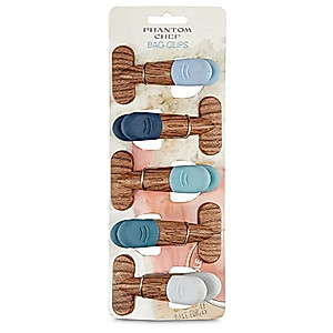 Phantom Chef Set of 5 Bag Clips | Durable, Long-Lasting, Soft Touch, Kid-Friendly Seal Grips | Food Chip Bag Clips for Food Storage | Reusable | Zero Waste Kitchen Clips | T Shape Clip (Navy)