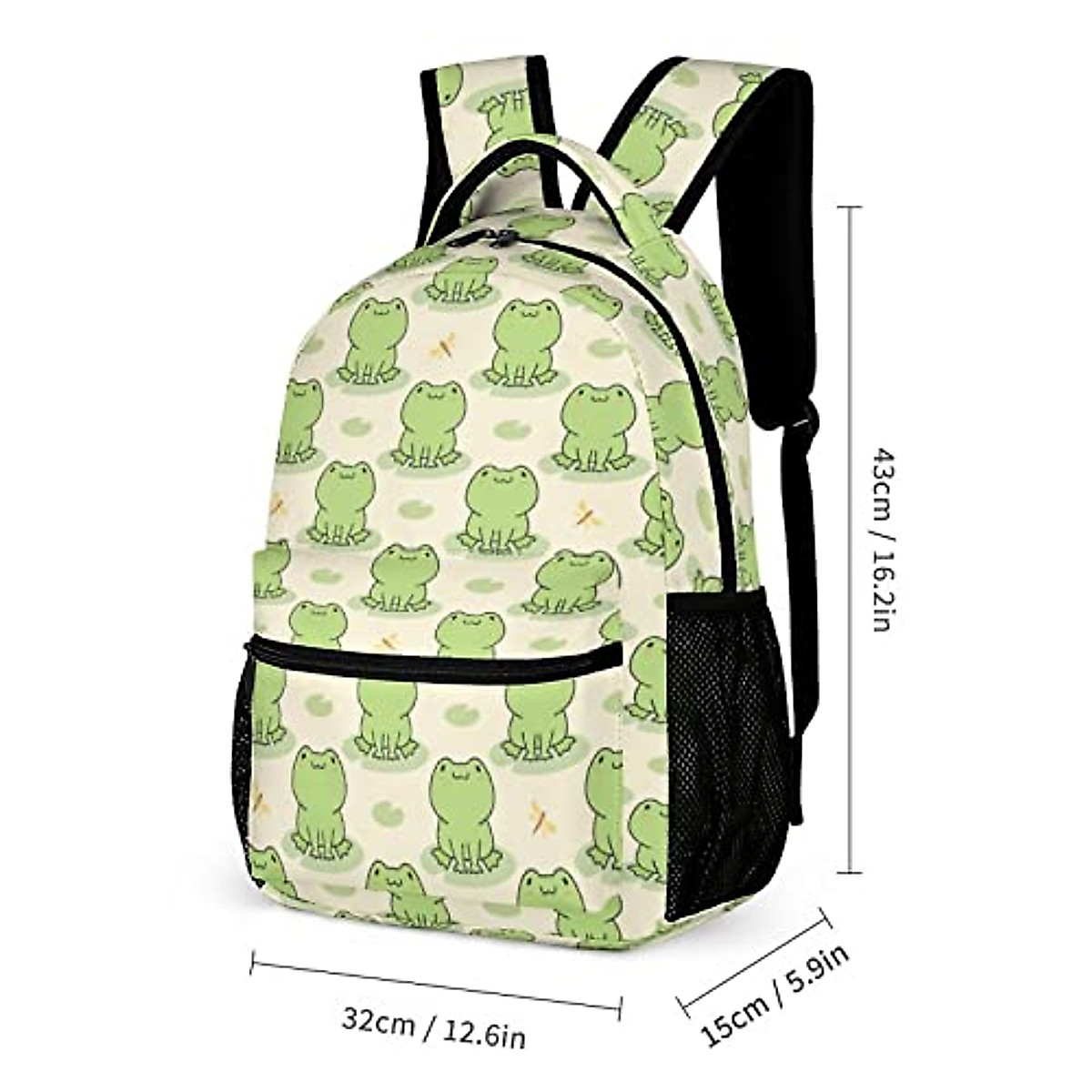 Qwalnely Frog Cute Backpack, Waterproof Frog Laptop with Durable Shoulder Straps