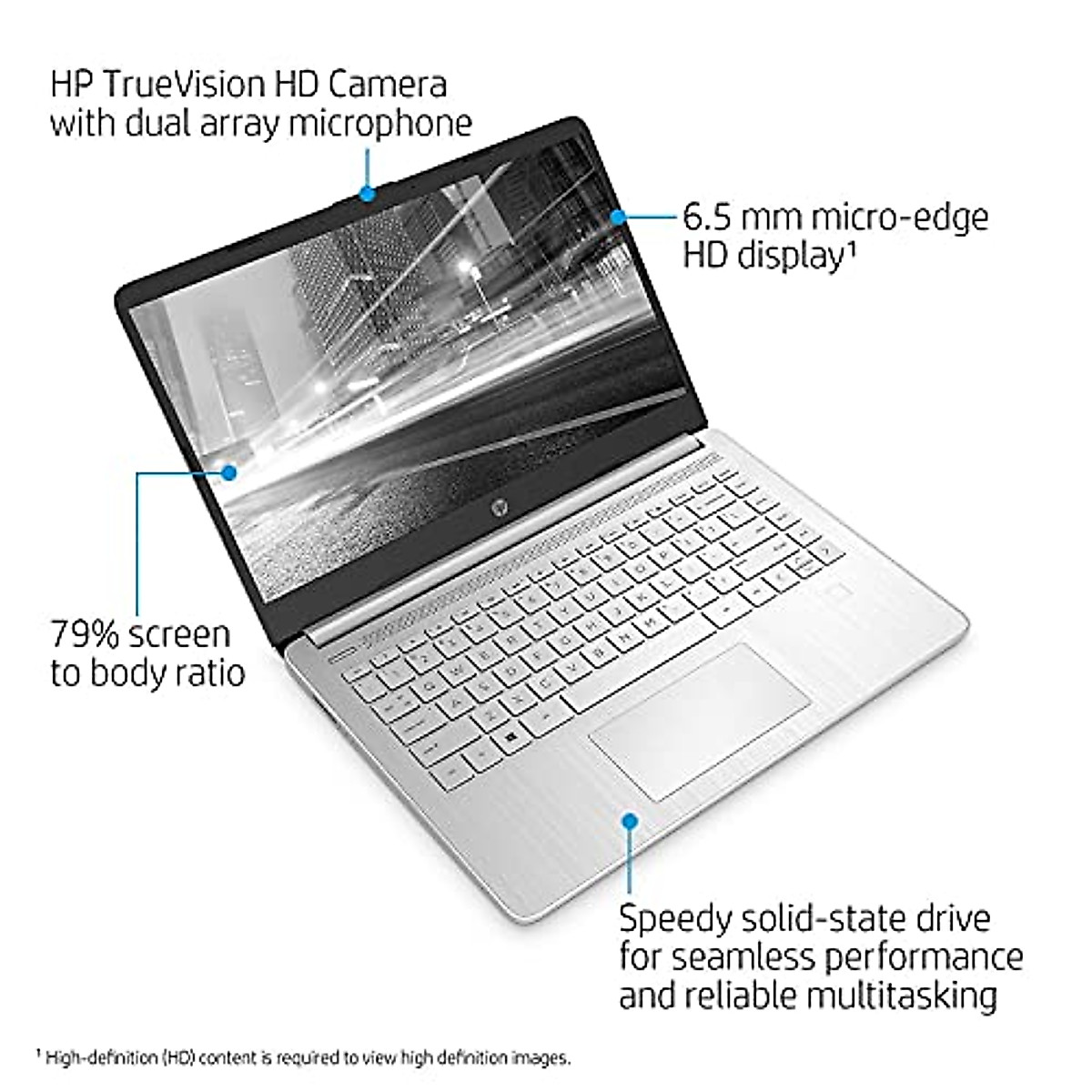 HP Premium Laptop (2021 Latest Model), 14" HD Touchscreen, AMD Athlon Processor, 8GB RAM, 192GB SSD, Long Battery Life, Online Conferencing, Natural Silver, Win 10 with Microsoft 365 (Renewed)