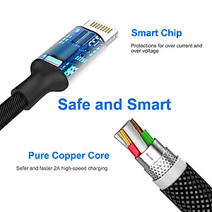 Multi 3 in 1 USB Long iPhone Charging Cable, 3M/10Ft Nylon Braided Universal Phone Charger Cord USB C/Micro USB/Lightning Connector Adapter for Android/Apple/Samsung/LG/Pixel/Huawei/XiaoMi(Black)