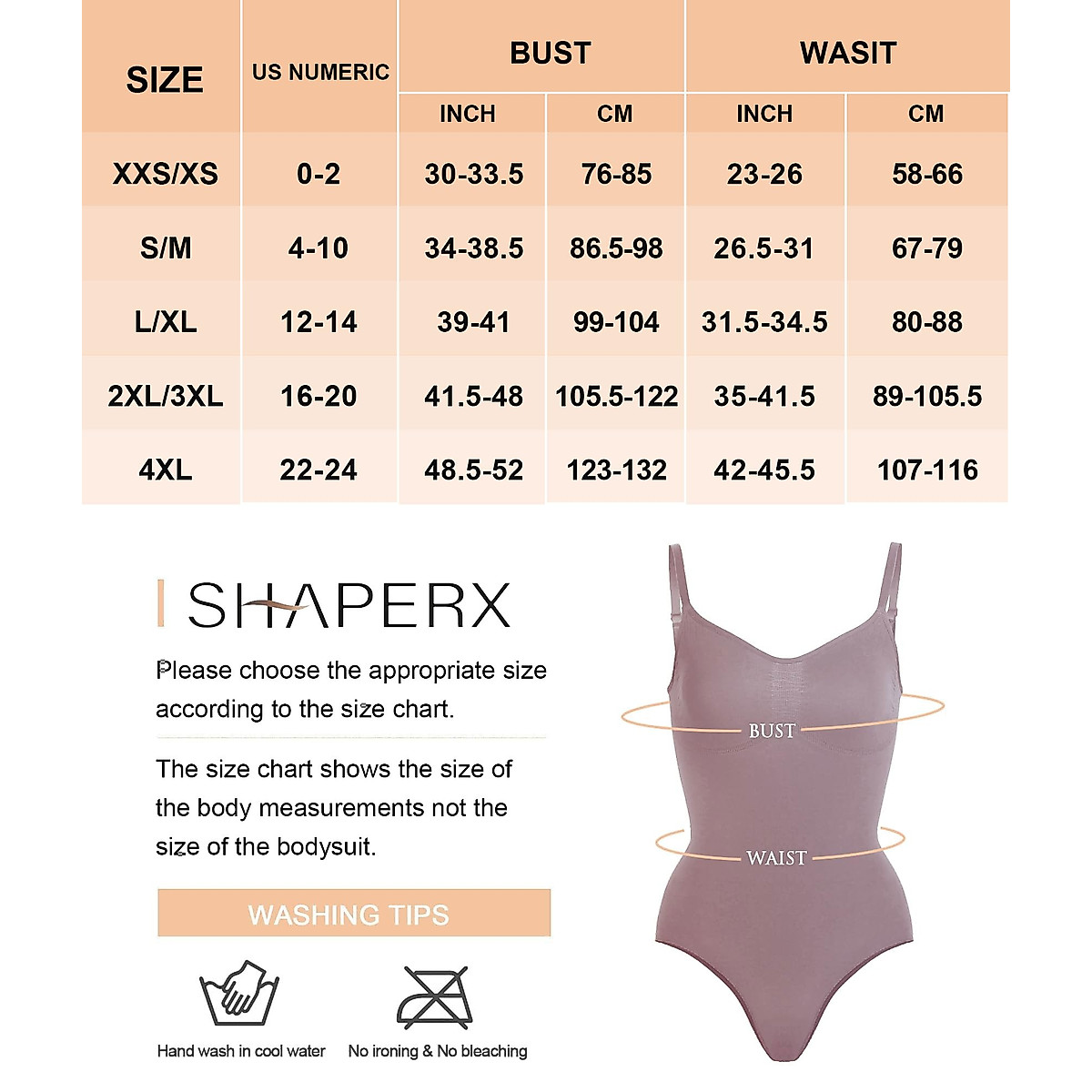 SHAPERX Women's Shapewear Bodysuit Tummy Control Body Shaper Seamless Sculpting Snatched Waist Body Suit，SZ5215-Umber-L/XL