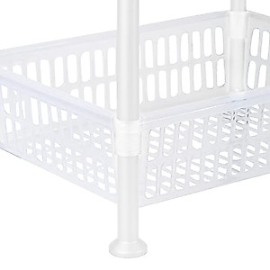 Kitchen Details 4 Tier Slim Basket Shelf Rack | Storage & Organizer | Kitchen | Bathroom | Laundry Room | Office | Good for Food and Kitchen Supplies | White