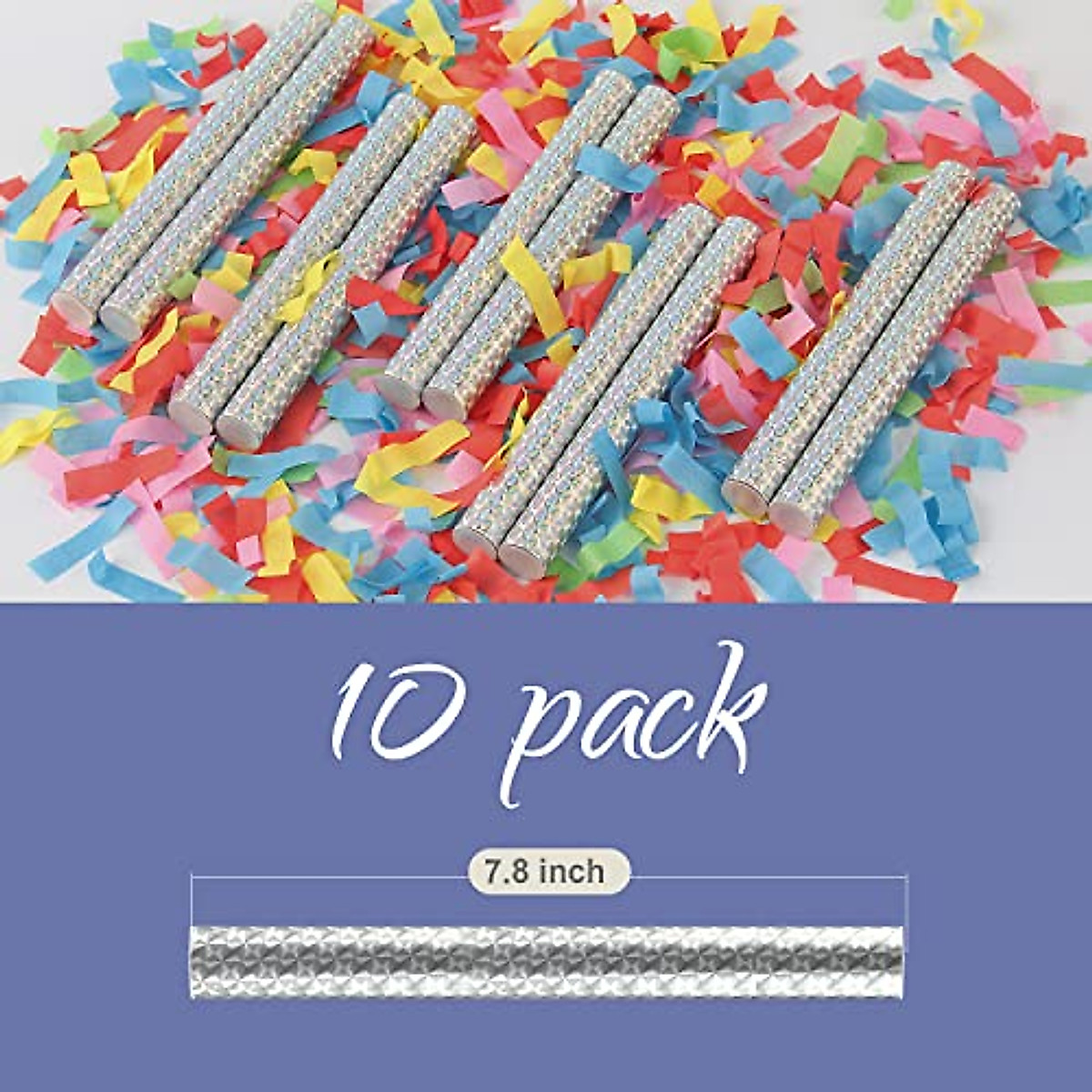 Battife 10Pack Confetti Wands, Colorful Confetti Shoot Poppers, Tissue Paper Confetti Flick Flutter Sticks for Wedding Celebrations, Anniversary, Birthday Parties, Multi-color 7.8 inch