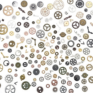 BigOtters 200 Gram Antique Steampunk Gear,Mix Steampunk Wheel Alloy Gear Pendants Charms for Crafting Jewelry Making