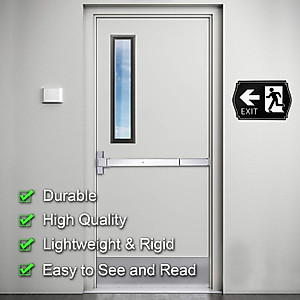 KickFire Classics Exit Sign Braille - ADA Compliant Black and White Signage, Self-Adhesive Mounted - Tactile Emergency Route Board for Office, Business, Stairwell, Home and Restaurant - Arrow Left