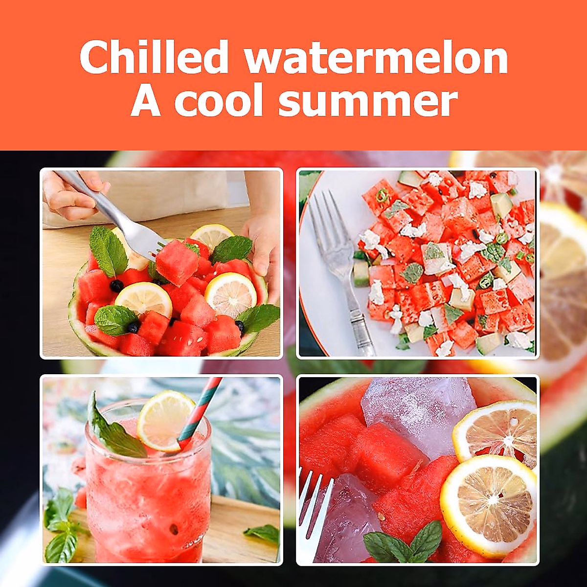 2-In-1 Stainless Steel Fruit Cutter, 2024 New Portable Watermelon Cutter Slicer Tool Melon Cube Cutter, Watermelon Windmill Fork Slicer Cutter for Summer Family Party Camping (1 Pc)