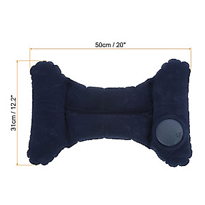 PATIKIL Inflatable Travel Pillow, Lumbar Support Travel Flights Cushion Flocked Air Pillow for Airplane Train Office, Navy Blue