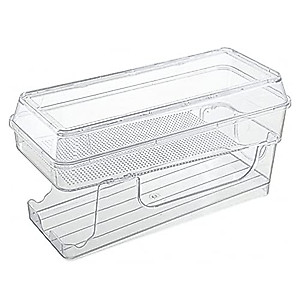 UPKOCH Soda Can Organizer Double- Layer Automatic Rolling Refrigerator Can Storage Bin Beverage Holder Pop Soda Can Dispenser with Lid for Fridge Freezer Kitchen Countertops Cabinets
