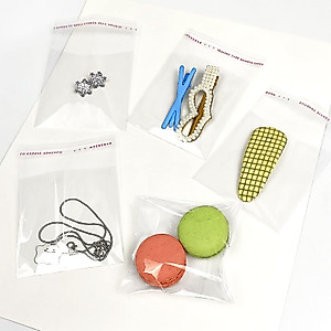 Morepack Self Sealing Cellophane Bags Self Adhesive,3x3 Inches Clear Resealable Cellophane Bags 200Pieces