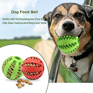 Dog Balls 2 Pack Puppy Toys Dog Puzzle Toys , Puppy Relieve Itching and Teeth Cleaning Dog Toys, Durable Dog Chew Ball, Dog Treat Ball Food Dispensing Toy for Teething, Fit for Small Medium Dogs
