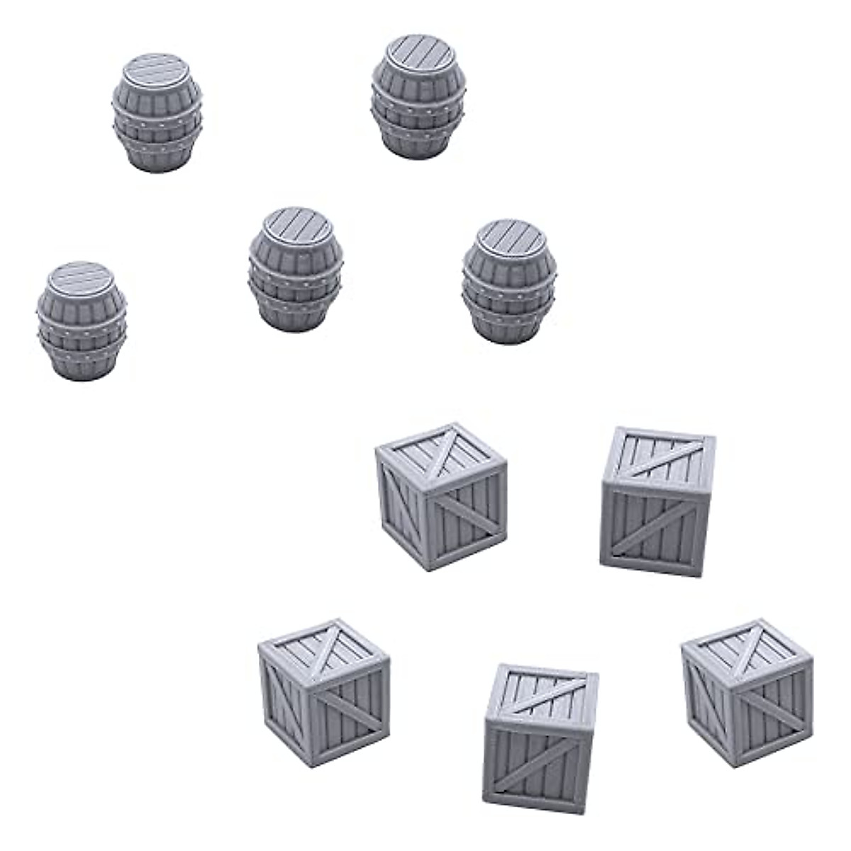 Crates and Barrels, 3D Printed Tabletop RPG Scenery and Wargame Terrain for 40mm Miniatures