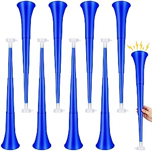 Honoson 8 Pieces Collapsible Stadium Horn 24 Inch Plastic Trumpet Vuvuzela Horn Blow Horn Noisemakers for Sporting Events Graduation Games School Sports Party Supplies Favors Accessories (Blue)