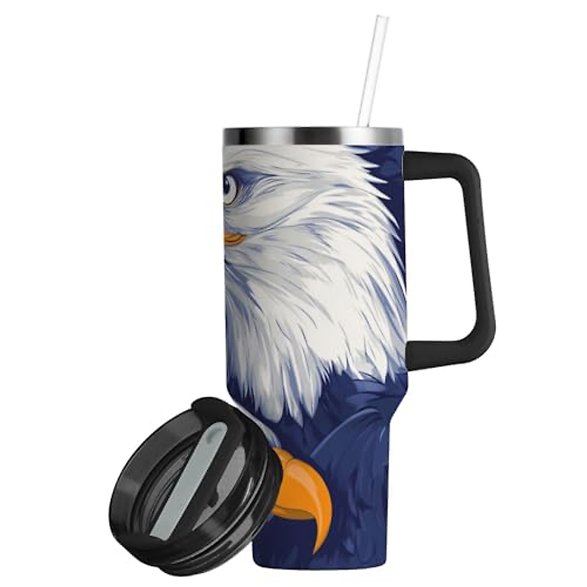 Selerdon 40 oz Tumbler Eagles Blue with Handle and Straw Lid Vacuum Stainless Steel Insulated Water Bottle Travel Mug Car Cup Holder Friendly BPA Free for Gym Travel Office