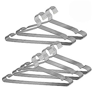 KINJOEK 50 Packs Wire Hangers for Clothes, 16.6" Heavy Duty Stainless Steel Wire Metal Clothes Hanger 3.2MM Thick Coat Closet Hangers for Dry and Wet Clothes, Underwear and Trousers