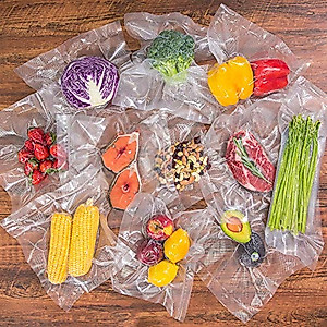 ILokey Vacuum Sealer Bags Rolls, 2 Rolls 8”x 16.5' and 2 Rolls 11”x 16.5', Sealer Bags for Food Storage, Commercial Grade Food Saver Bags, Heavy Duty Embossed and Custom-Sized Design, BPA-Free, Perfect for Sous Vide (2 Pack 8" x 16.5' and 2 Pack 11" x 16.