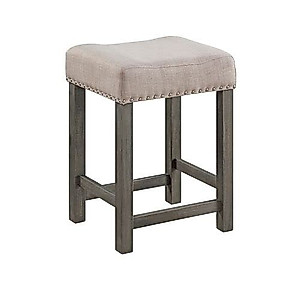 Benjara 76 Inch 4 Piece Counter Height Dining Set, Marble Table Top, Brown, Beige and Gray