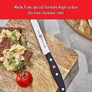 ZWILLING Twin Signature 5-inch Utility Knife, Razor-Sharp, Made in Company-Owned German Factory with Special Formula Steel perfected for almost 300 Years, Dishwasher Safe,Black