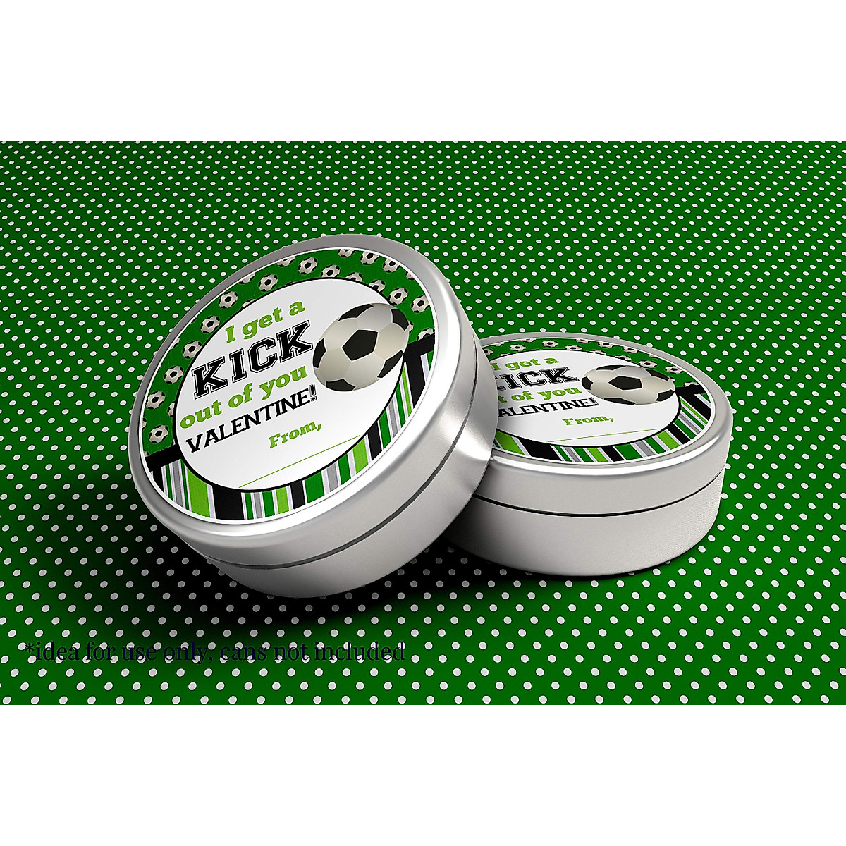 Kick Out of You Soccer-Themed Valentine Party Favor Sticker Labels, 40 2" Party Circle Stickers by AmandaCreation, Great for Classroom Valentines, Envelope Seals, Gifts & Treats