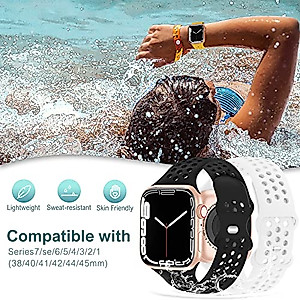 Aopigavi 6 Pack Breathable Sport Bands Compatible with Apple Watch Band 38mm 40mm 41mm 42mm 44mm 45mm 49mm for Women Men, Soft Silicone Strap Wristband for iWatch SE Series Ultra/8/7/6/5/4/3/2/1 Band