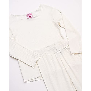 Mon Petit Baby Girls' Pajama Set - 8 Piece Rib Knit Sleepwear Shirt and Jogger Pants (12M-7), Size 4T, Light Pink/Grey/Ivory/Pink