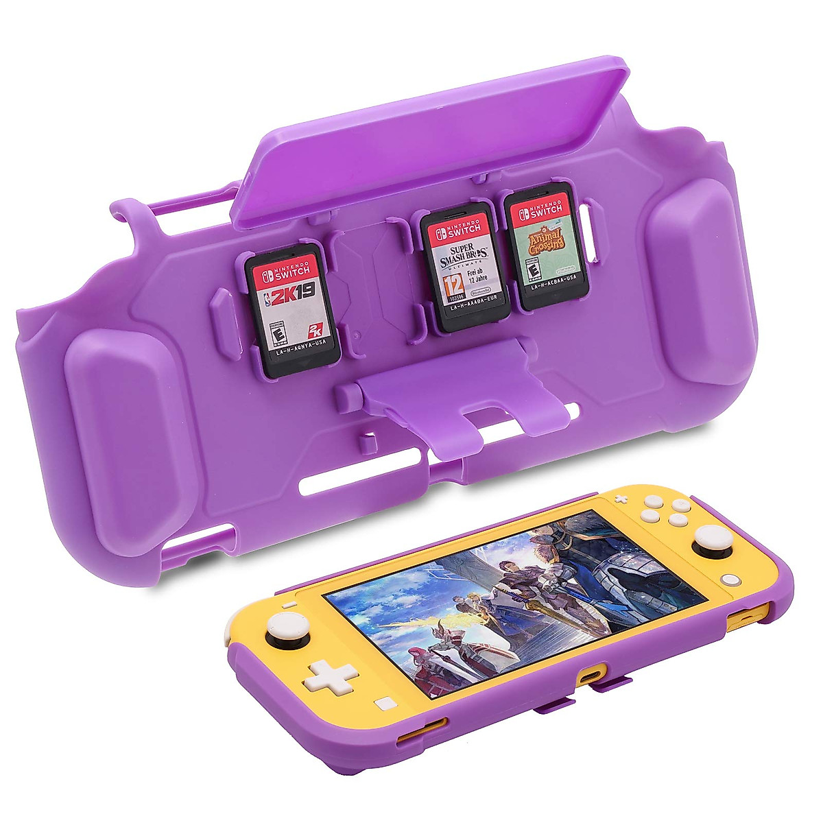 TPU Case for Nintendo Switch lite, Protective Case for Nintendo Switch lite with Game Card Storage and Kickstand - Turquoise