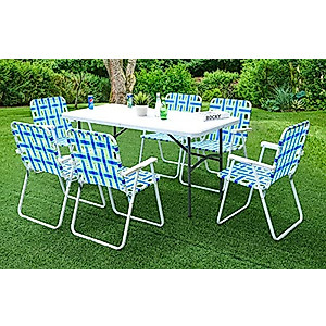 HAPPYGRILL 6 Pack Folding Chairs Set Portable Lightweight Web Dining Chair for Patio Garden Beach Party