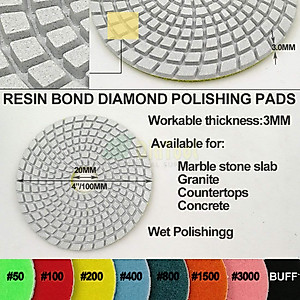 SHDIATOOL Diamond Polishing Pads Kit for Granite Marble Stone Tiles Including 3 Kinds Diamond Pads