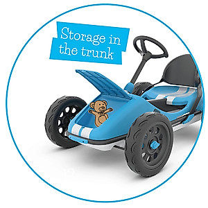 Chillafish Monzi RS: Pedal Go-Kart for Kids 3-7 Years, Folds Down for Easy Storage and Adjustable Seat Without Tools, Airless no-Puncture RubberSkin Tires, and Wall Mount for Easy Storage, Red