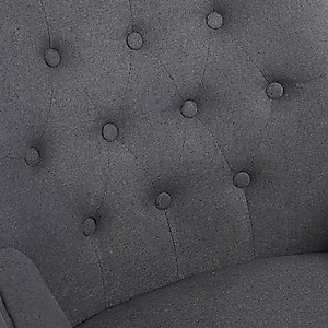 RIDFY Modern Mid Century Chair,Velvet Sherpa Armchair,Accent Chair with Metal Legs,Upholstered Single Sofa Side Chair for Living Room,Bedroom,Office,Teens,Women,Girls,Easy Assembly (Dark Gray)
